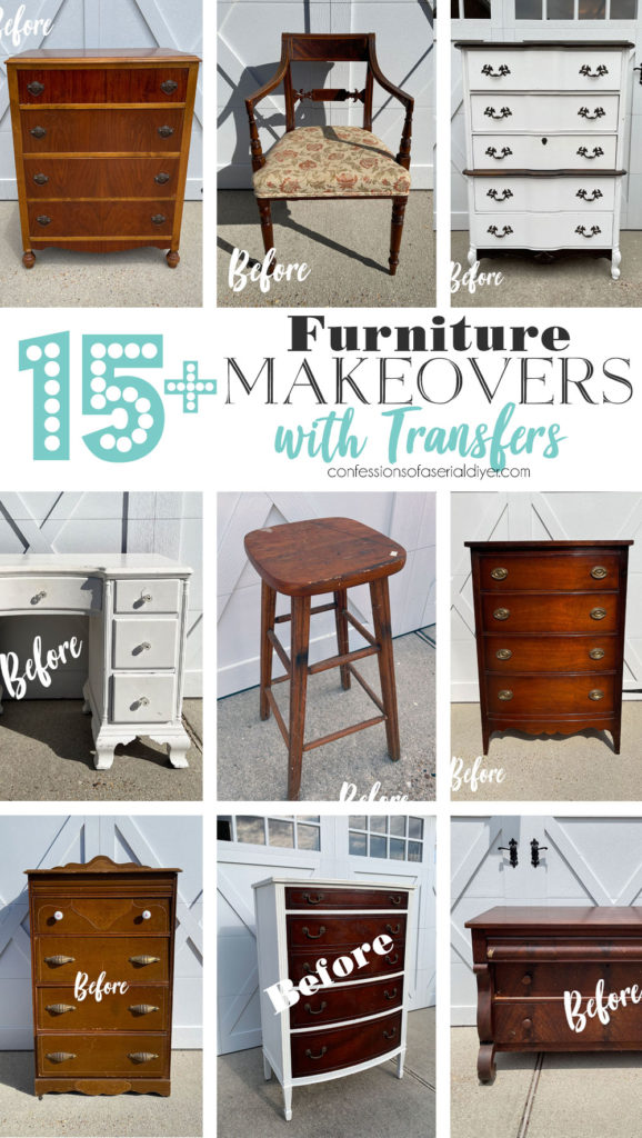 15+ Fabulous Furniture Makeovers with Transfers | Confessions of a ...