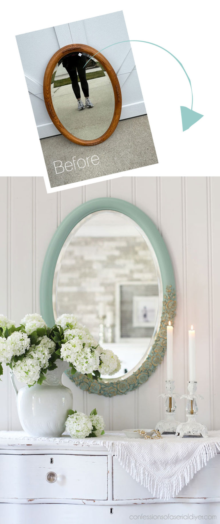 Oval Oak Mirror Makeover with Moulds | Confessions of a Serial Do-it ...